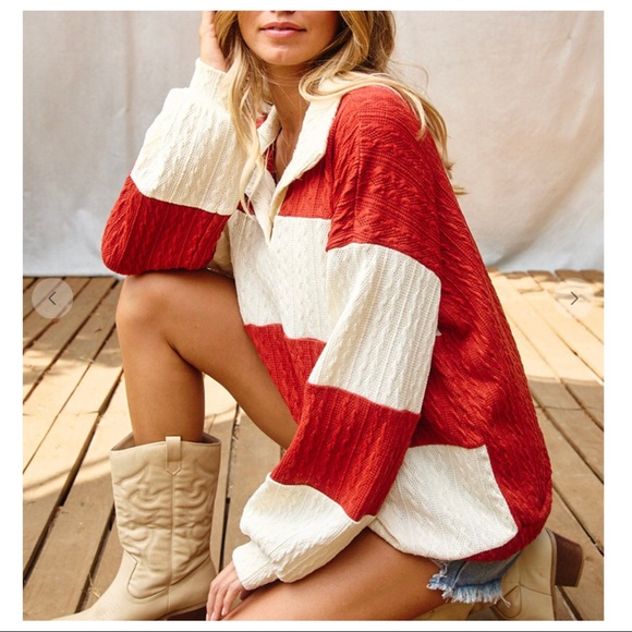 ShopEvelynne | Sweaters | Fabulous Retro Chic Spread Neck Color Blocked ...